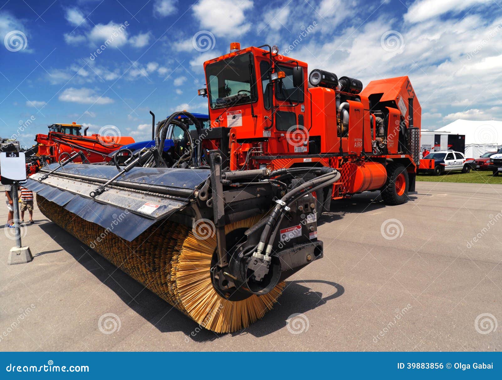 Red airport sweeper stock photo. Image of tarmac, parked - 39883856