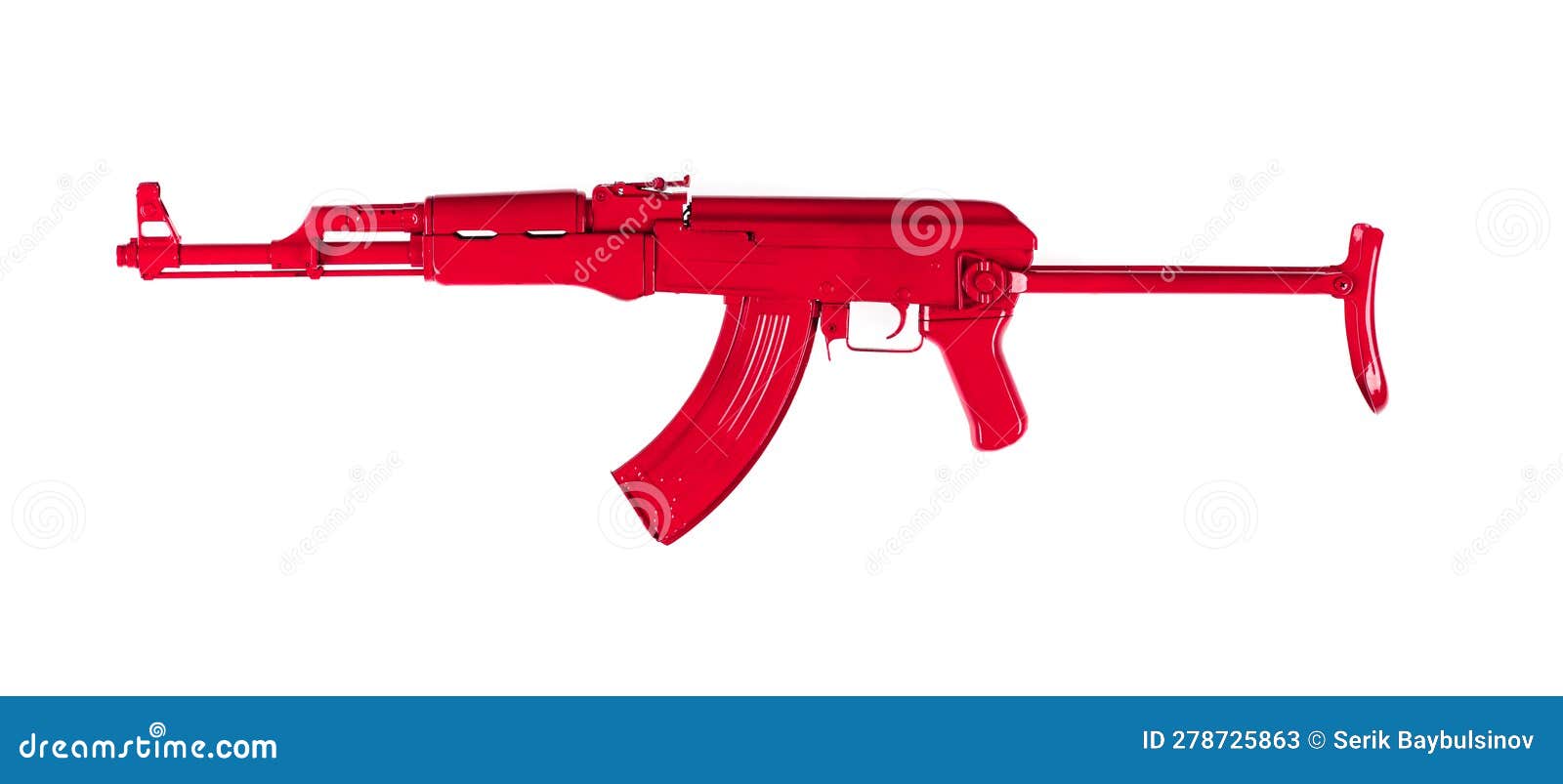 Red Ak-47 Isolated on White Stock Image - Image of violence, rifle ...