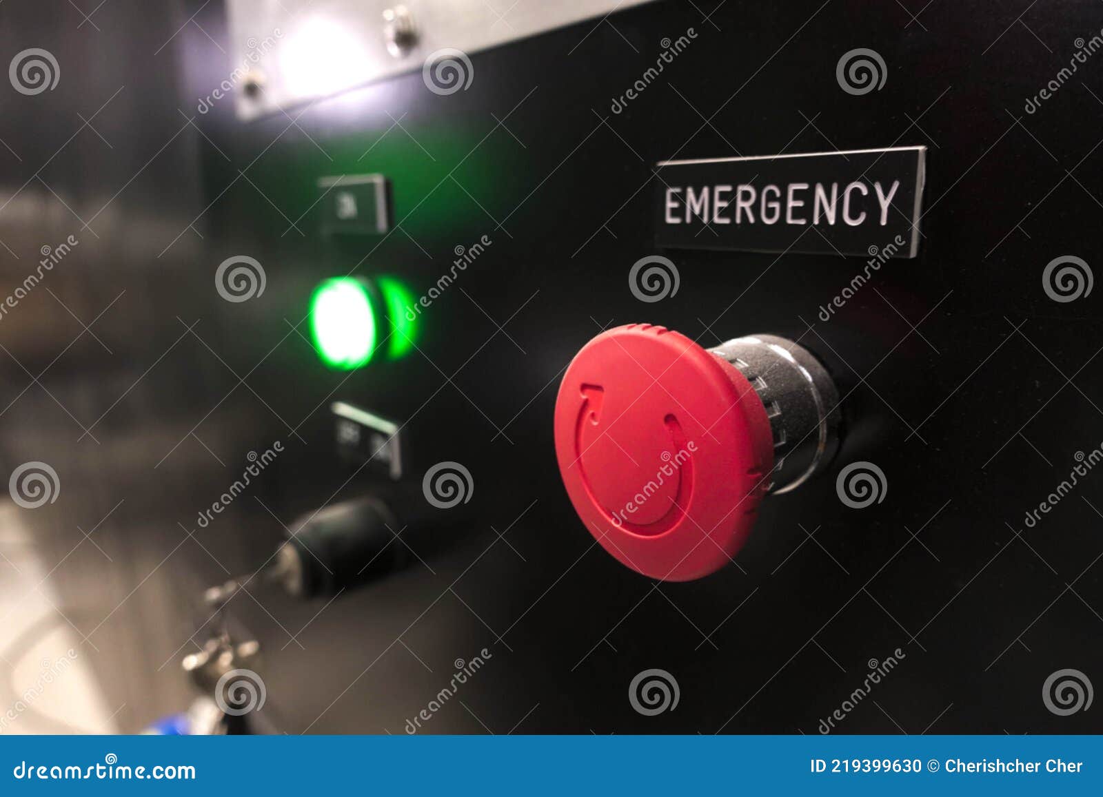 Red Alarm Button on the Black Wall Stock Photo - Image of signal ...
