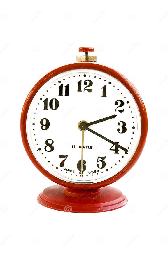 Red alarm clock stock photo. Image of midnight, bell - 16307870
