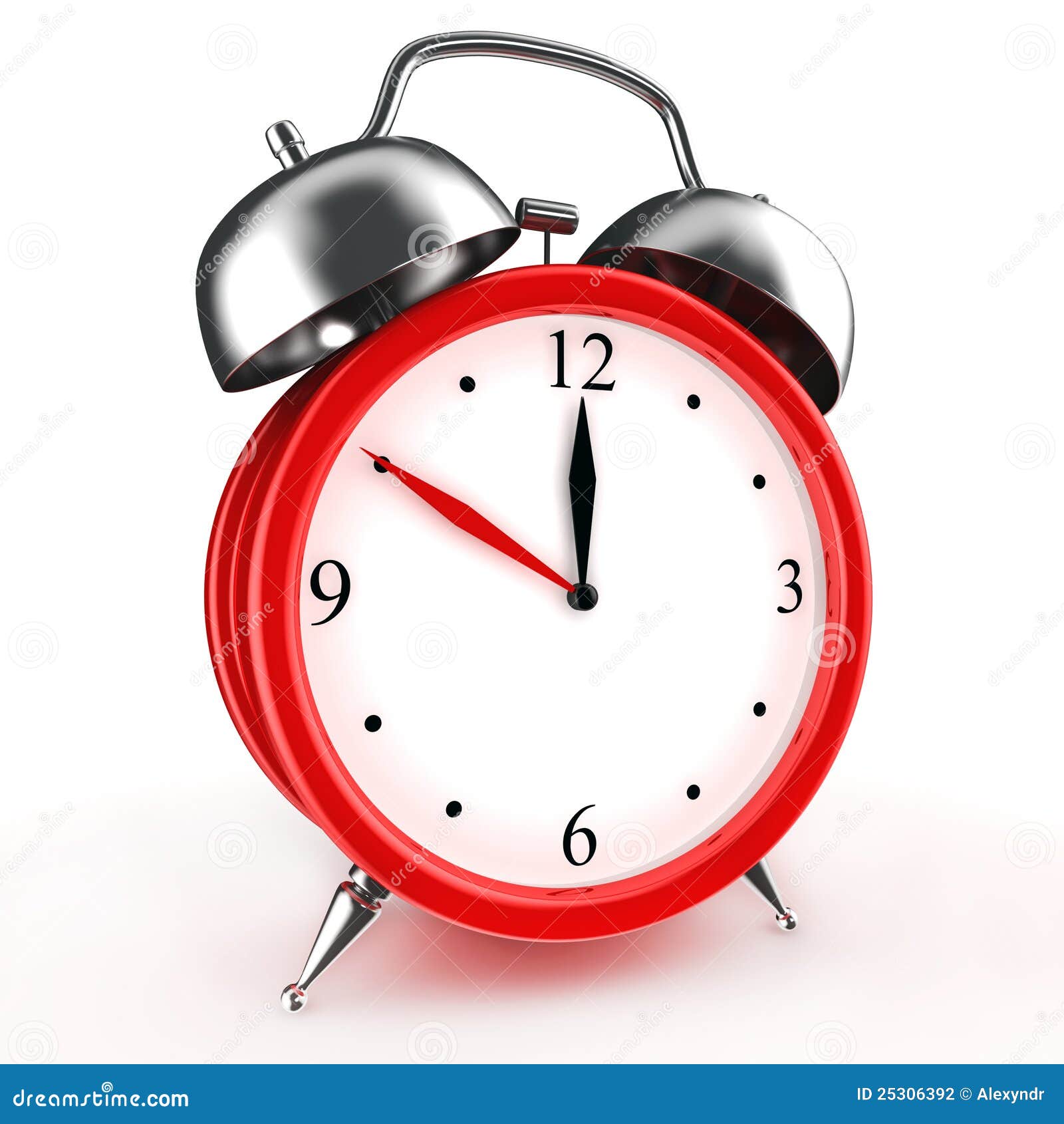 Red Alarm Clock 3d. Icon. on White Stock Illustration - Illustration of ...
