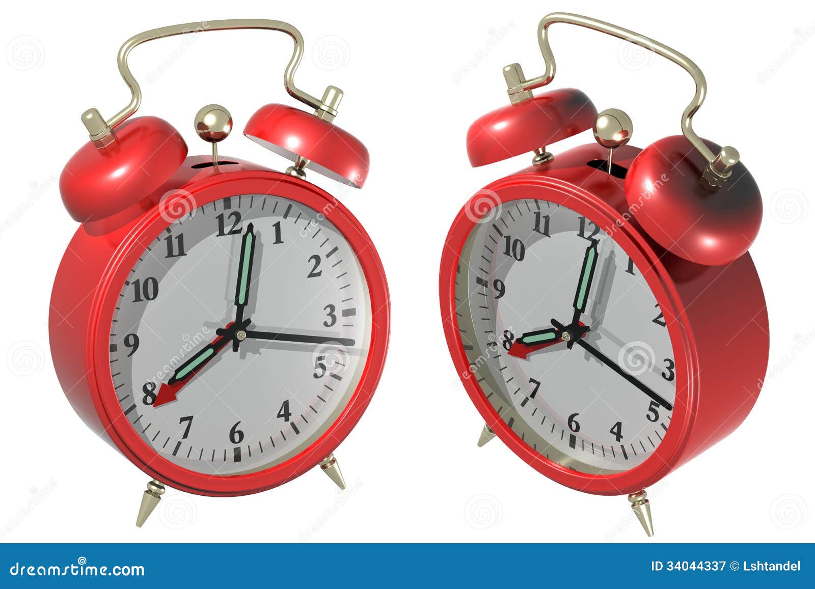 Red Alarm Clock - Angle 1 and 2 Stock Illustration - Illustration of ...