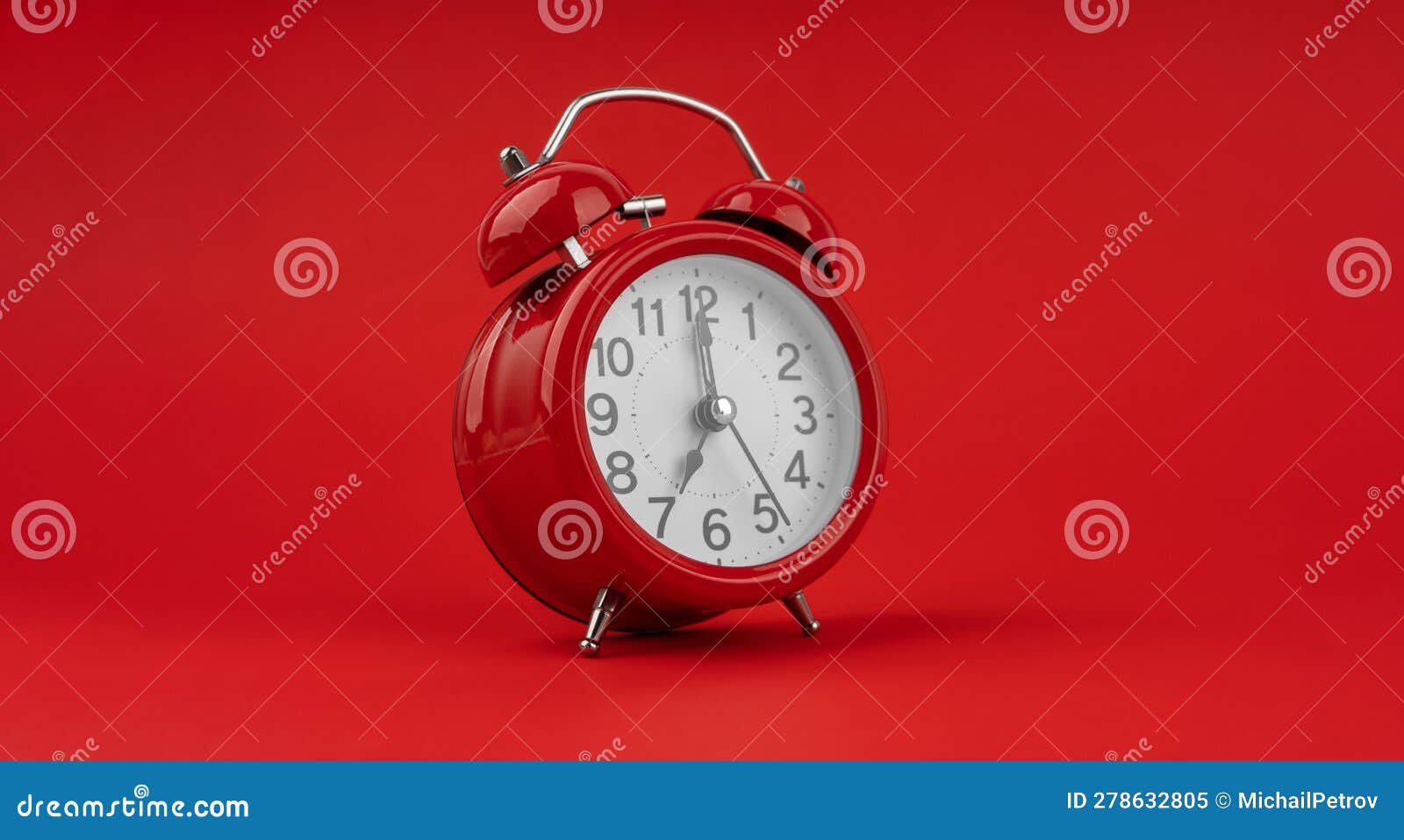 Red Alarm Clock on a Red Background Stock Image - Image of clock, bell ...