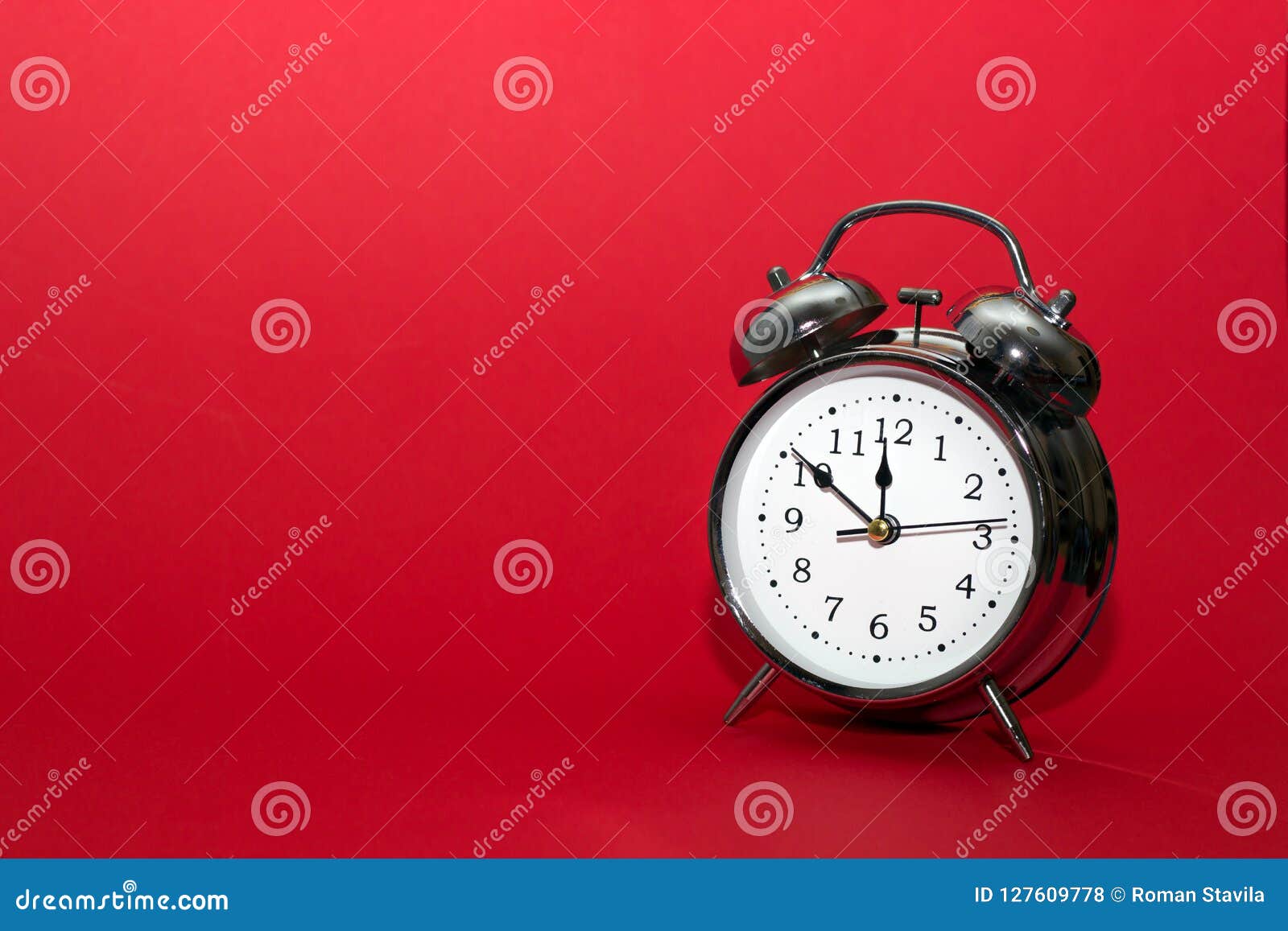 Red Alarm Clock on Red Background. Close Up Shot. Top View Stock Photo ...