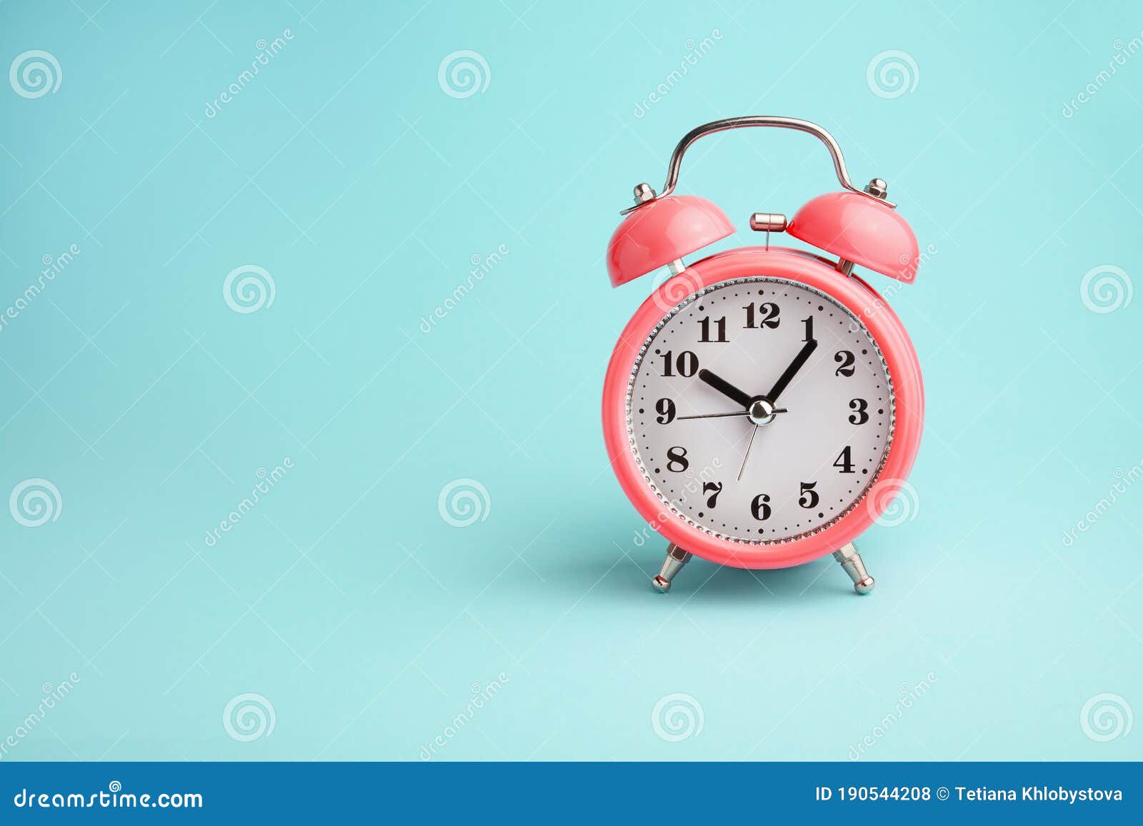 Red Alarm Clock on Blue Background Stock Photo - Image of retro, sign ...