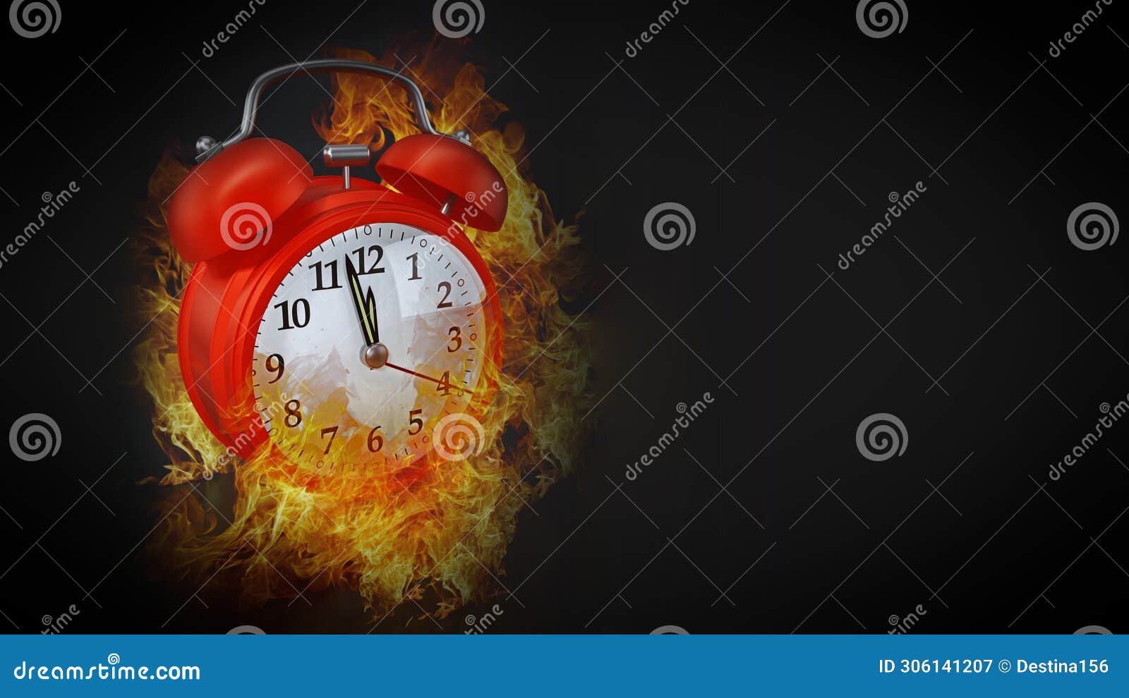 Red Alarm Clock on Fire. 3D Illustration Stock Illustration ...