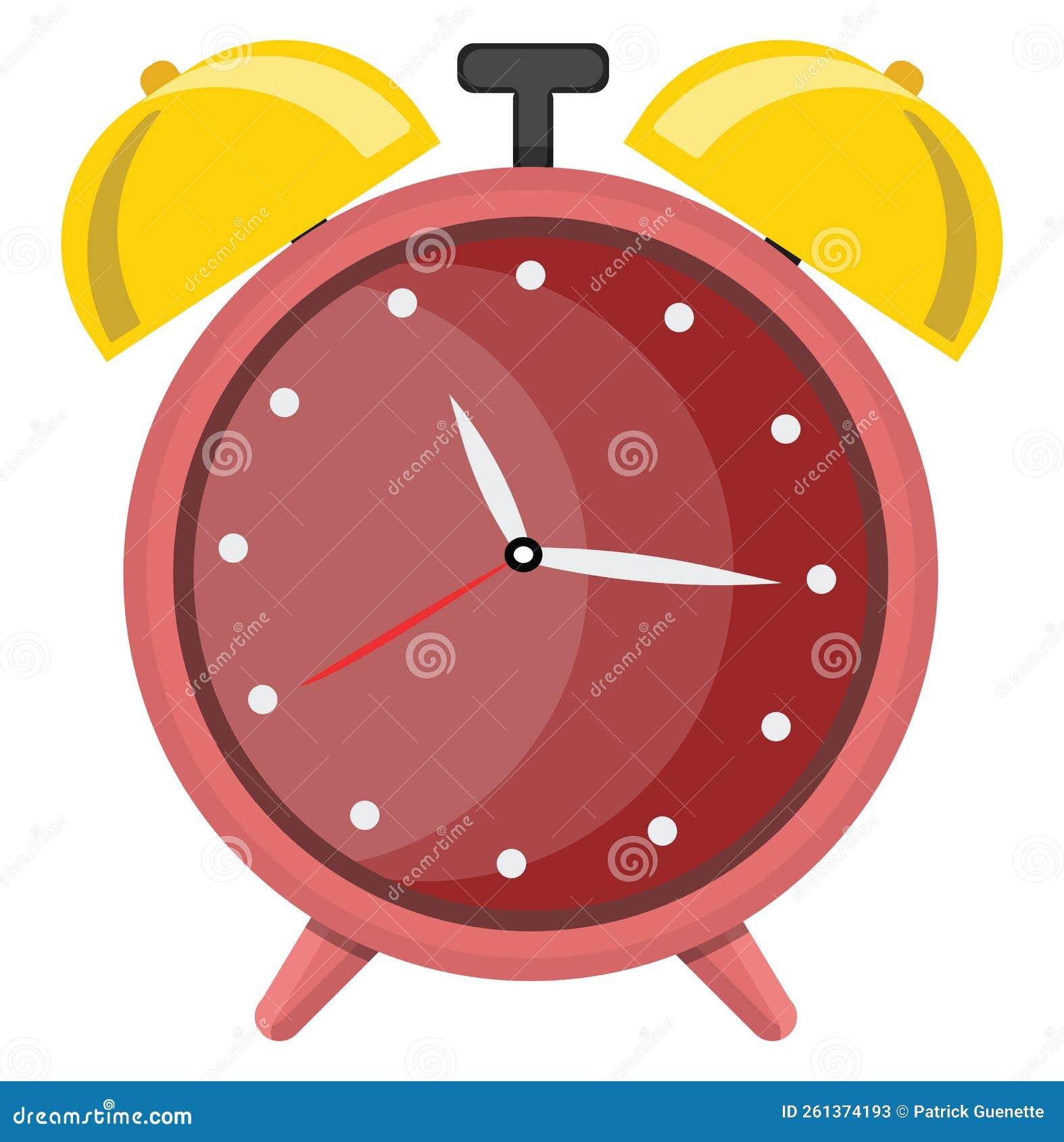 Red alarm clock, icon stock vector. Illustration of watch - 261374193