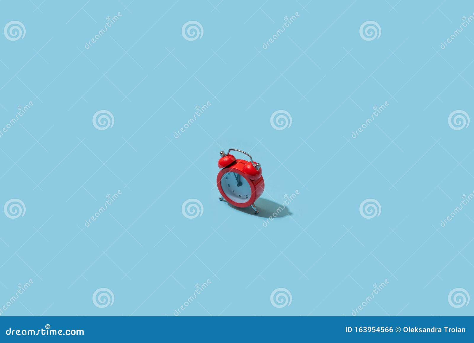 Red Alarm Clock on Pastel Blue Background. Creative Idea. Minimal ...