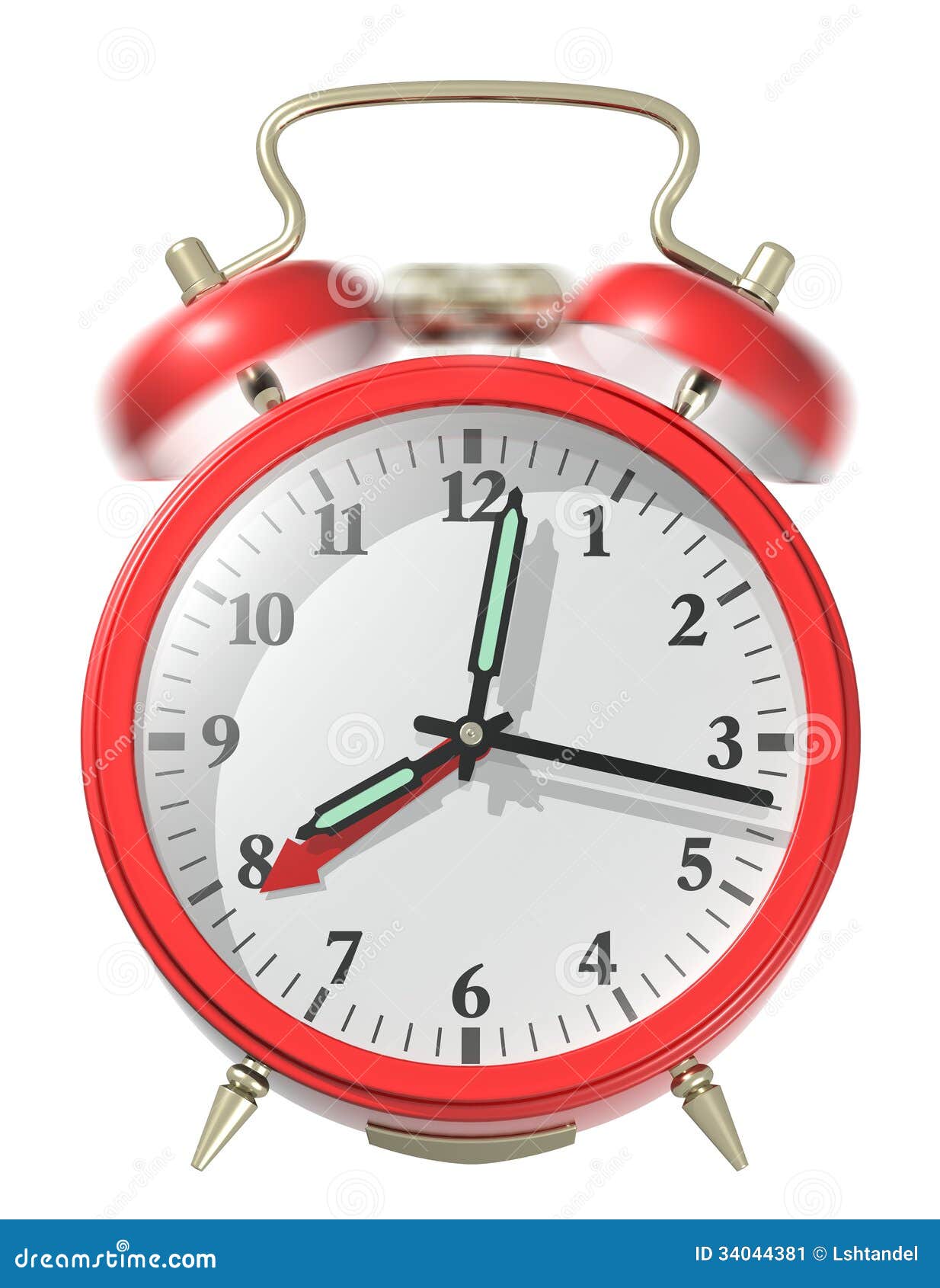Red alarm clock ringing. stock illustration. Illustration of reminder ...