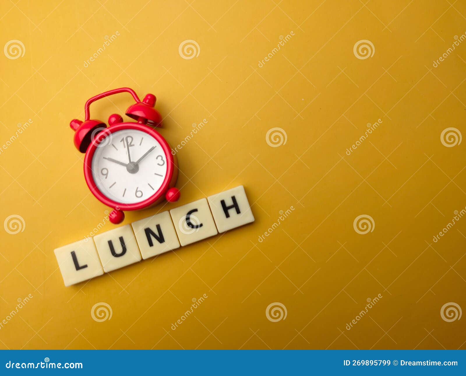 Red Alarm Clock with Word LUNCH Stock Image - Image of priority ...