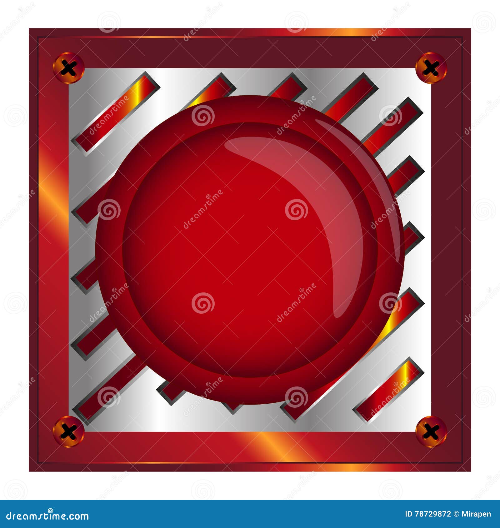 Red Alarm,web Shiny Button With Metal Elements, Background,vector Stock ...