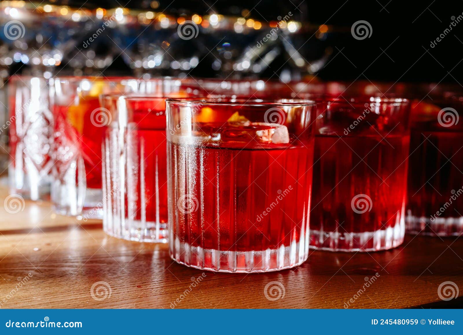 Red Alcohol Cocktail in Glasses Stock Image - Image of liquid, campari ...
