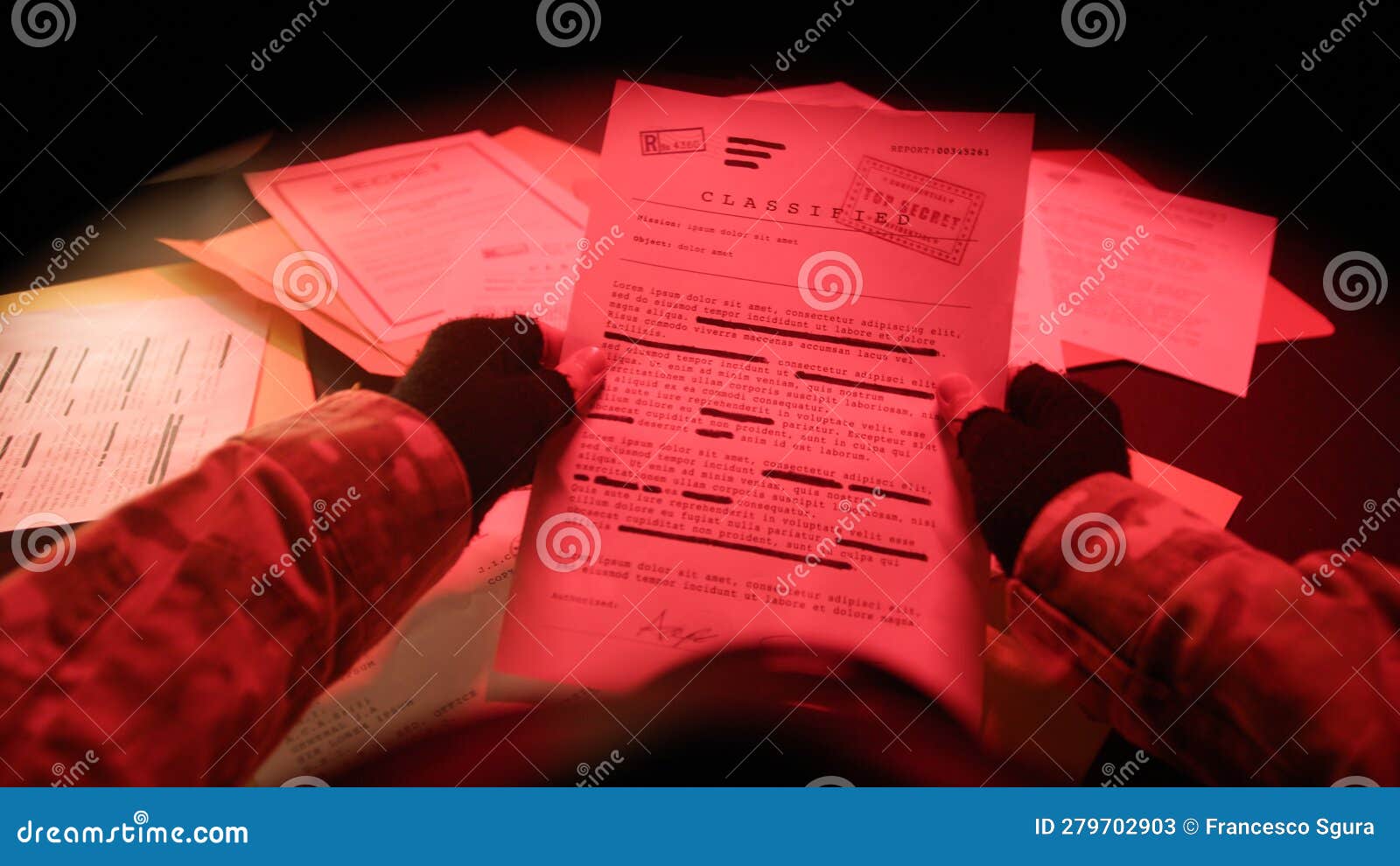 Red Alert for Top Secret Documents Stock Image - Image of government ...