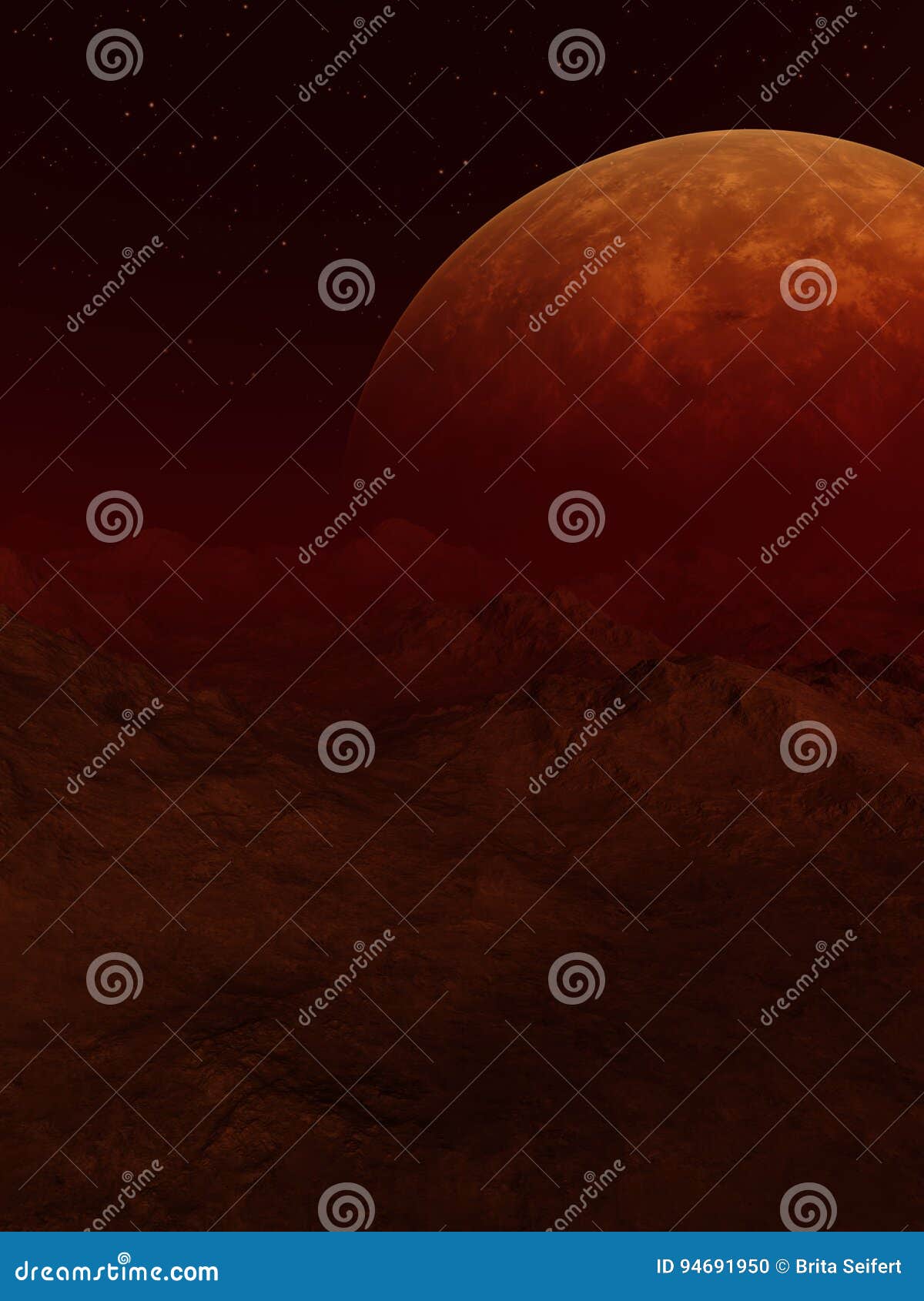 Red Alien Planet - 3D Rendered Computer Artwork Stock Illustration ...