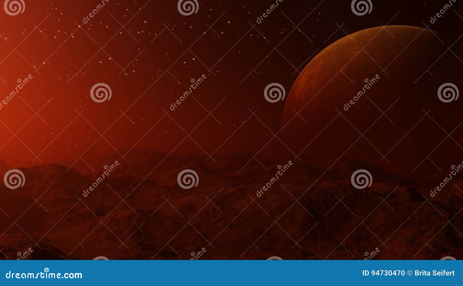 Red Alien Planet - 3D Rendered Computer Artwork Stock Illustration ...