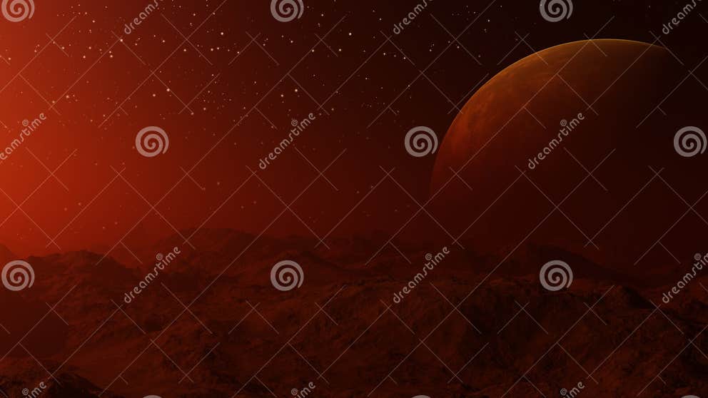 Red Alien Planet - 3D Rendered Computer Artwork Stock Illustration ...