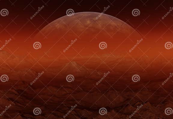 Red Alien Planet - 3D Rendered Computer Artwork Stock Illustration ...