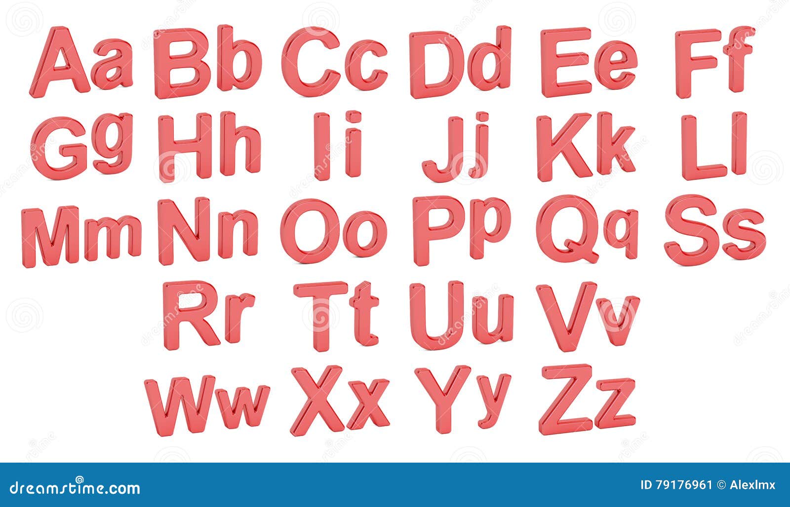 Red Alphabet, Large and Small Letters, 3D Rendering Stock Illustration ...