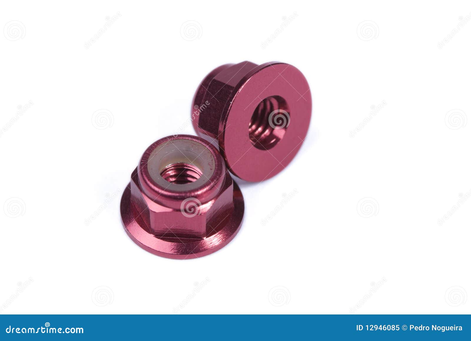 Red aluminium nuts stock image. Image of maintenance - 12946085