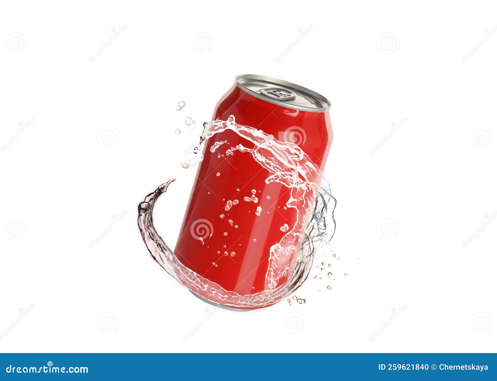 Red Aluminum Can with Splash of Water on White Background Stock Photo ...