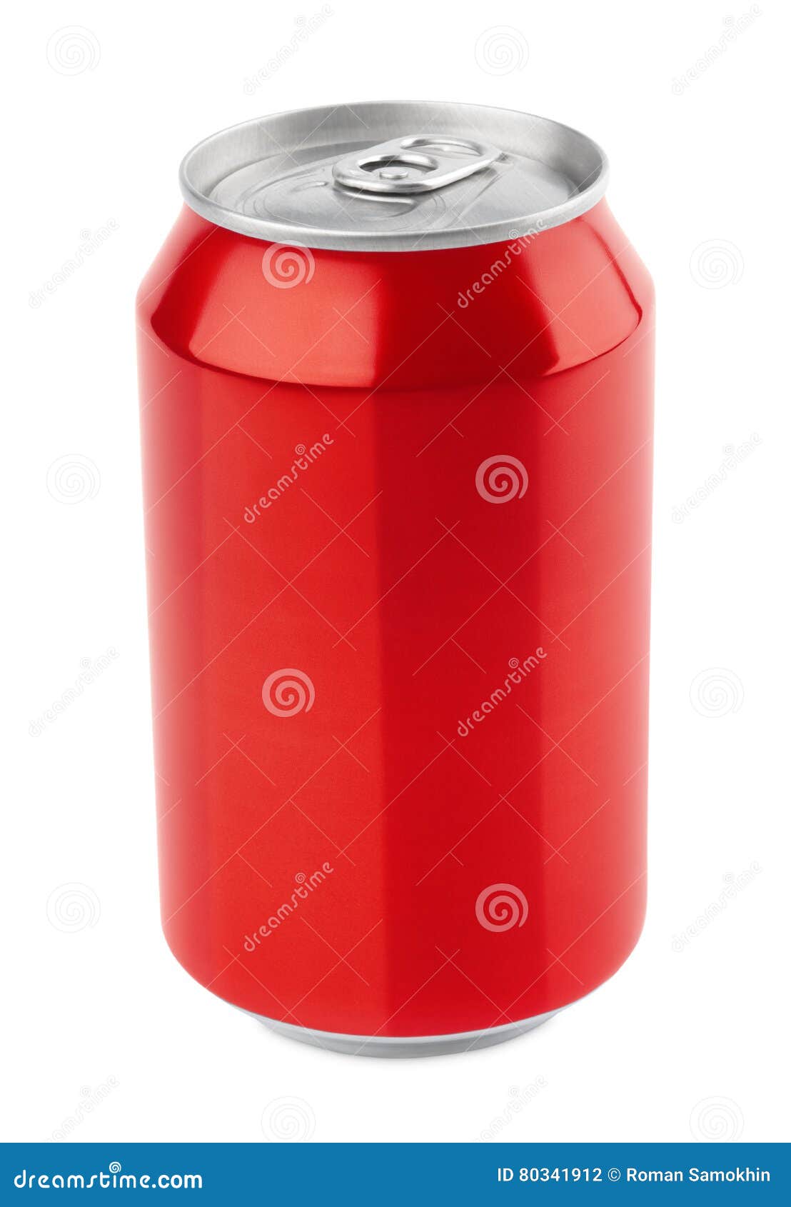 Red aluminum can on white stock photo. Image of canned - 80341912