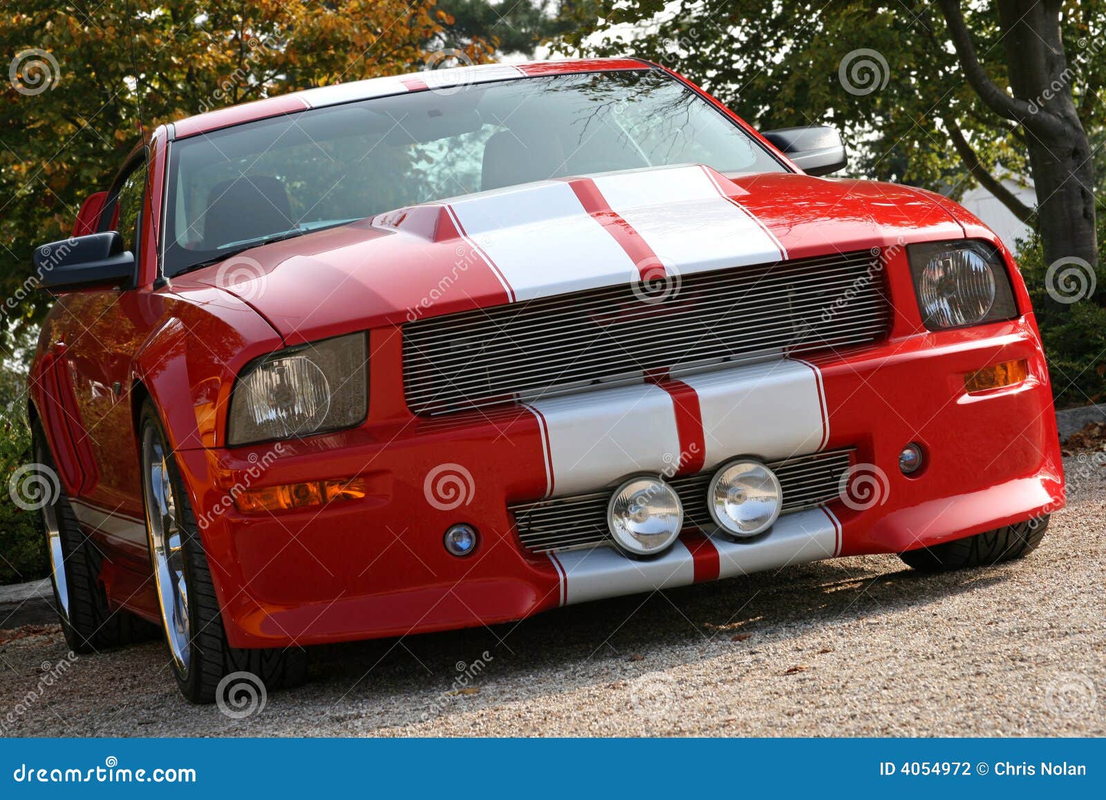Red american muscle car stock photo. Image of driving - 4054972