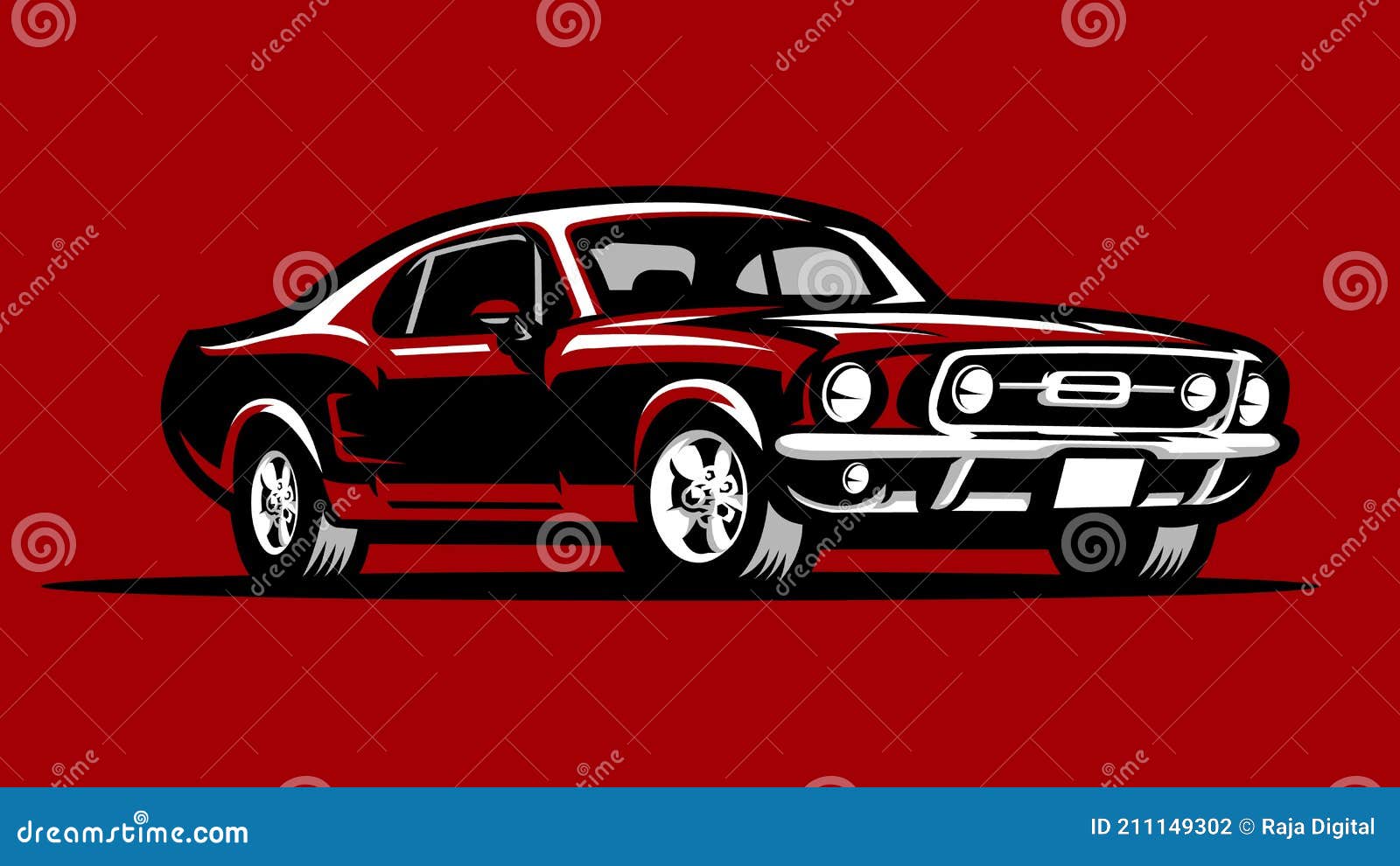 Red American Muscle Car Vector Design Illustration Stock Illustration ...