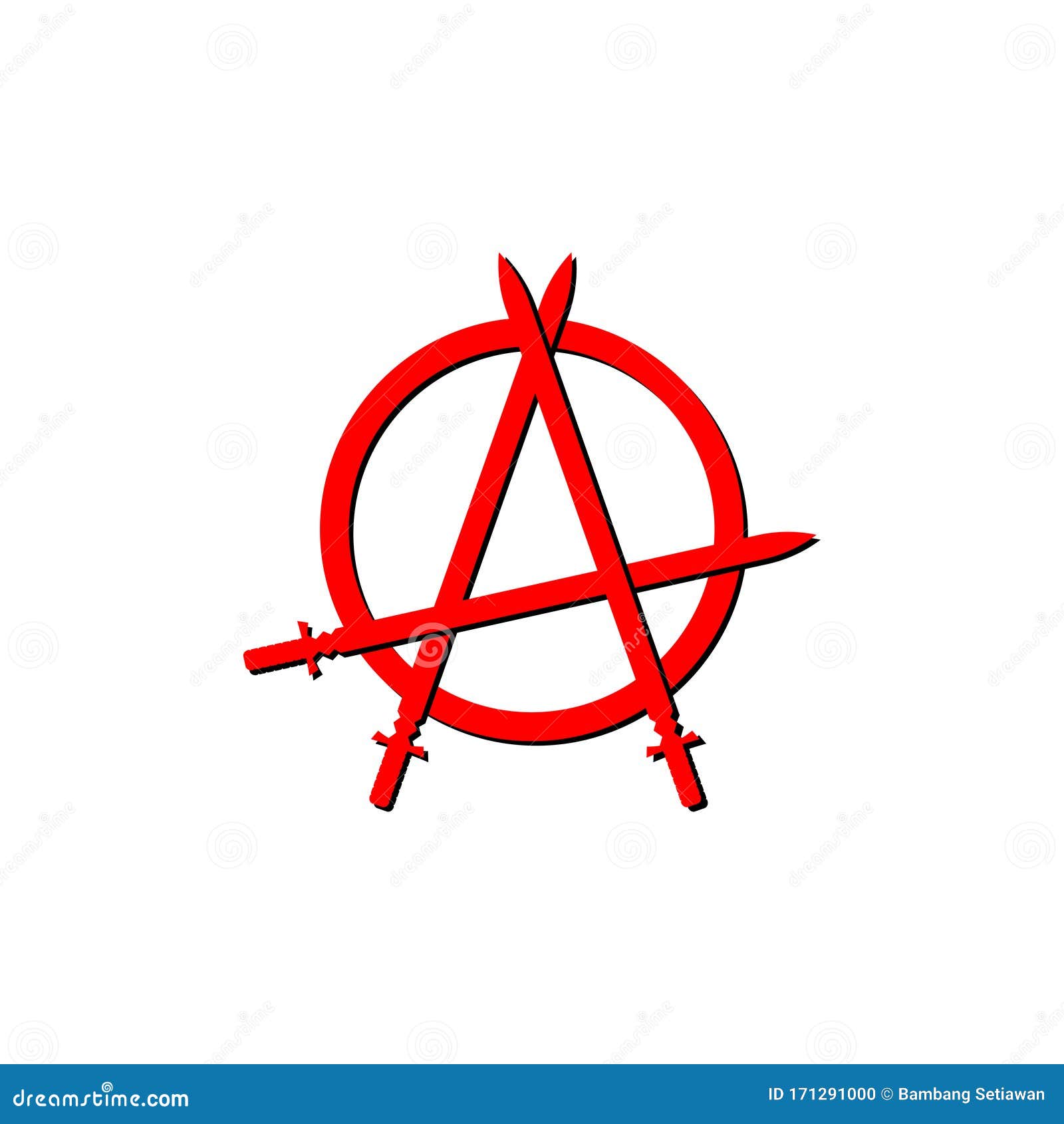 Red Anarchy Sign Illustration with Three Sword Shape Element Stock ...