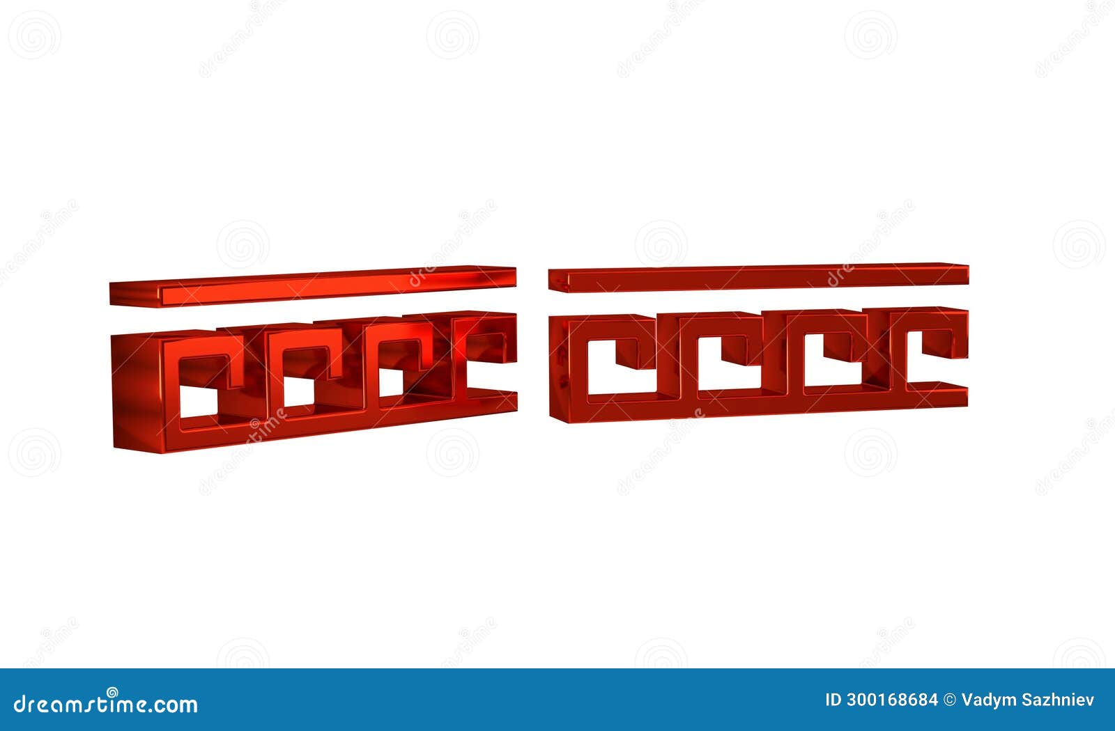 Red Ancient Greek Pattern Icon Isolated on Transparent Background ...