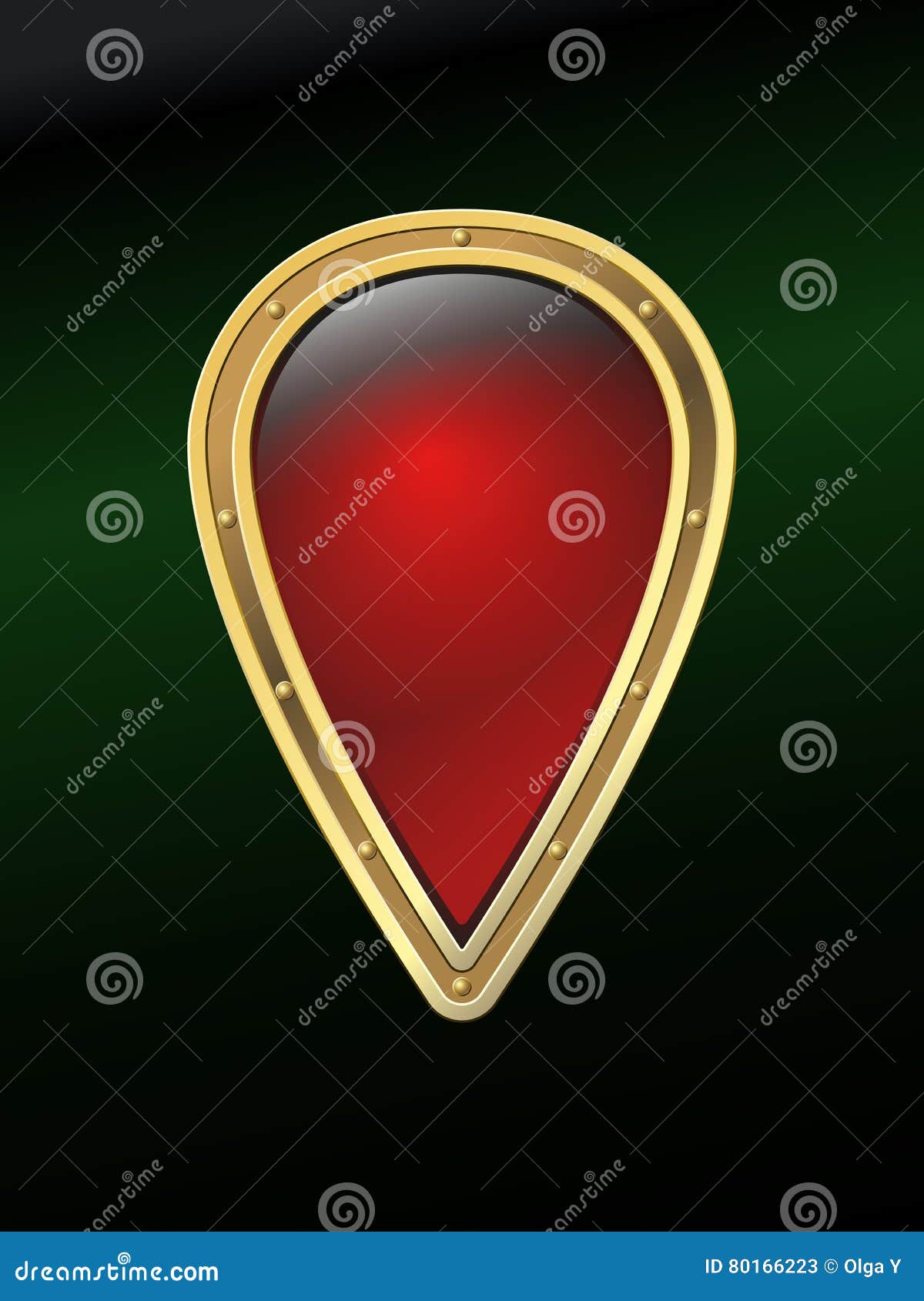 Red Ancient Russian Shield on Dark Background. Editable Illustration ...