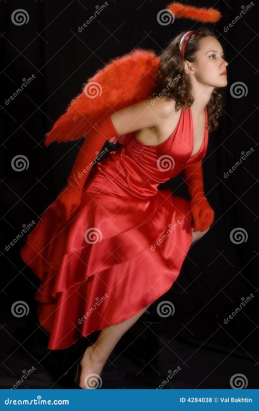 Red angel? stock photo. Image of costume, wings, playful - 4284038