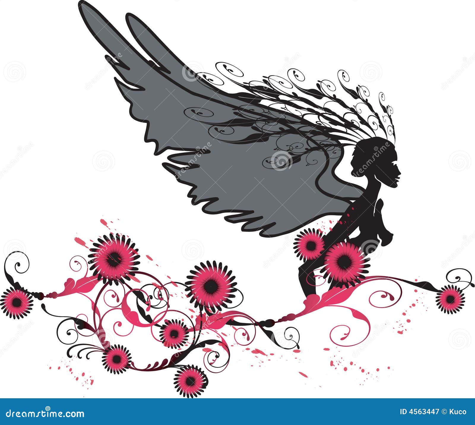 Red angel stock vector. Illustration of hair, contrast - 4563447