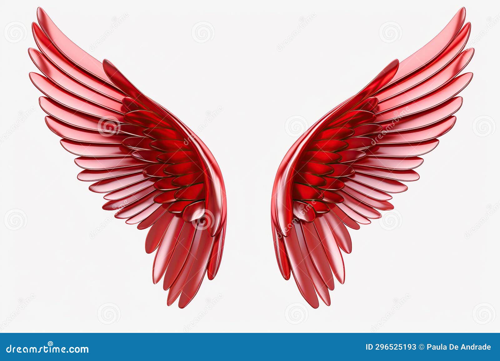 Red Angel Wings on a White Background Stock Illustration - Illustration ...