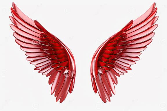 Red Angel Wings on a White Background Stock Illustration - Illustration ...
