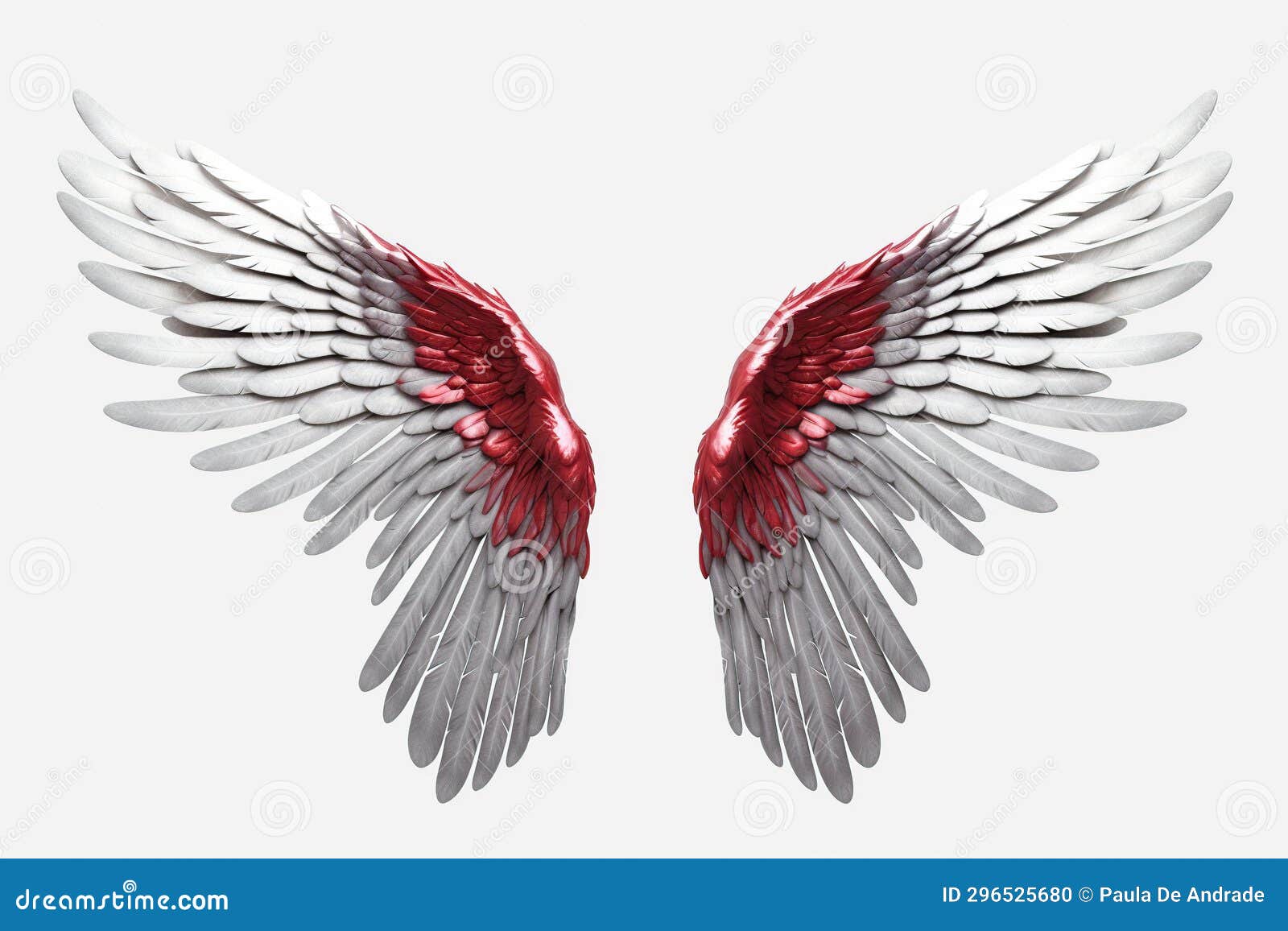 Red Angel Wings on a White Background Stock Illustration - Illustration ...