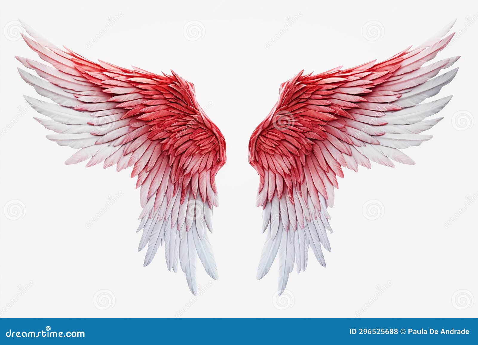 Red Angel Wings on a White Background Stock Illustration - Illustration ...