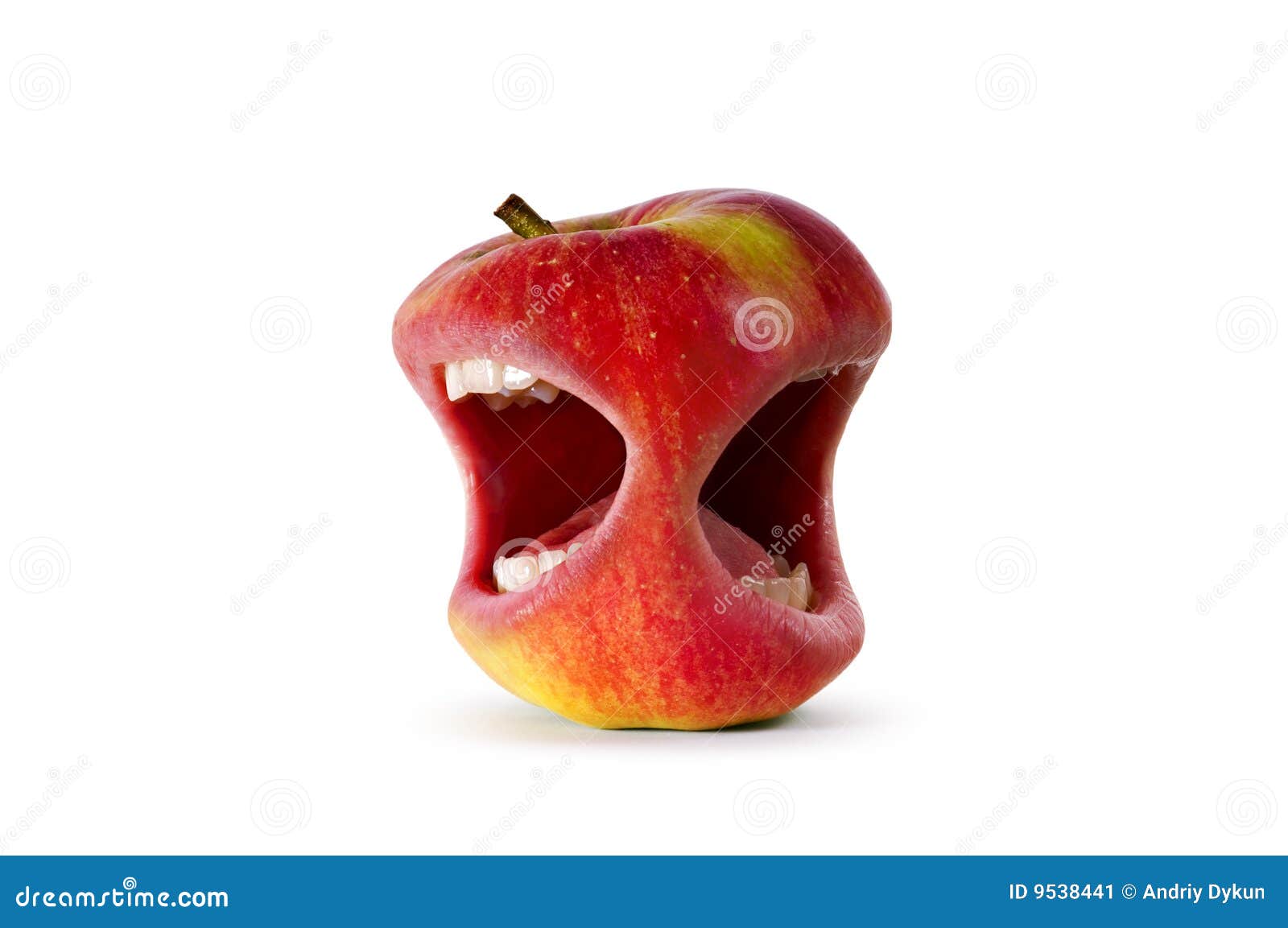 Red angry apple with mouth stock image. Image of care - 9538441