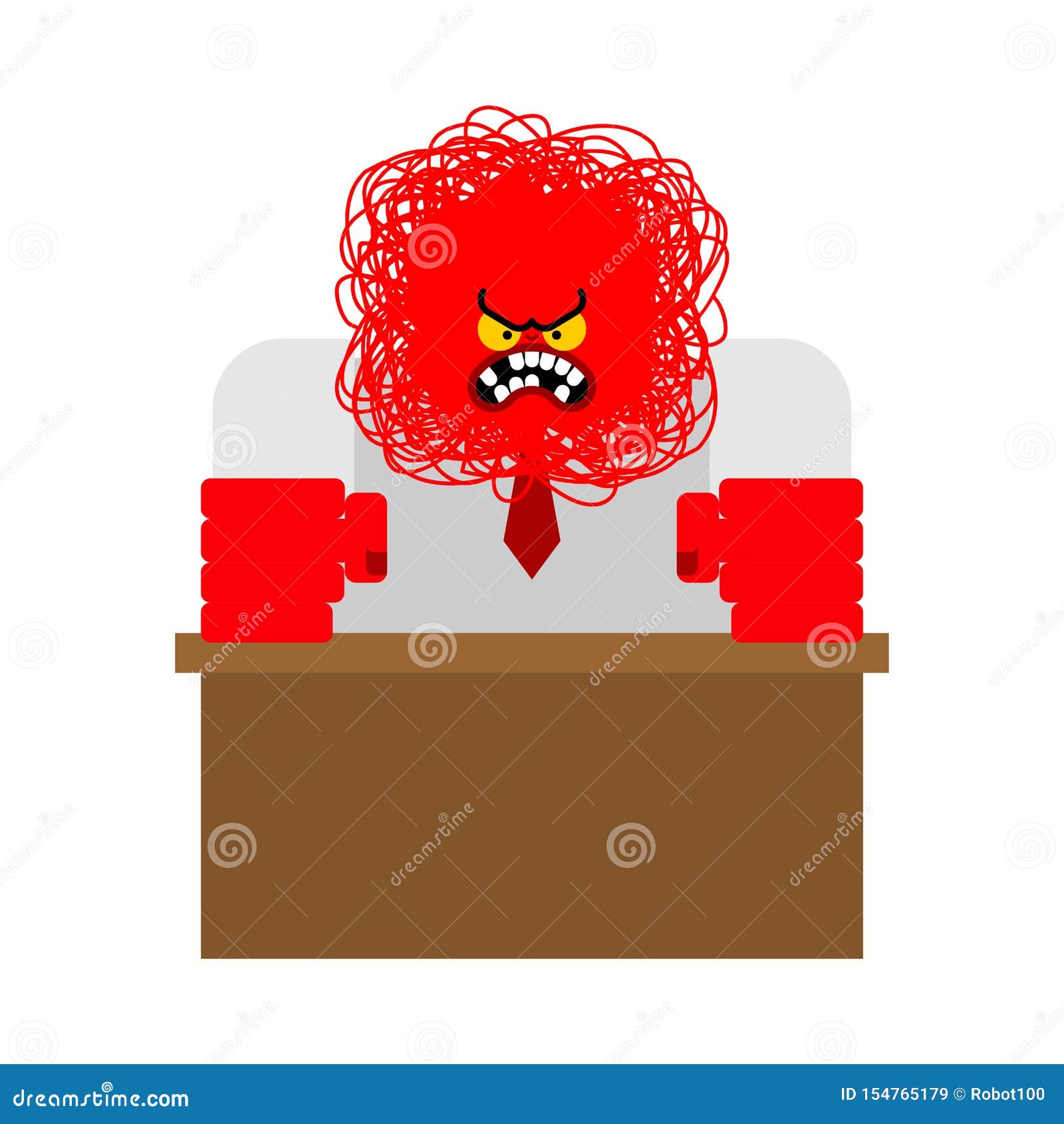 Red Angry Boss Punches Table. Office Life Vector Illustration Stock ...