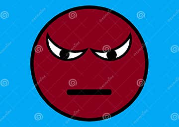 A Red Angry Emoticon Smiley Face Expression Light Blue Turquoise ...