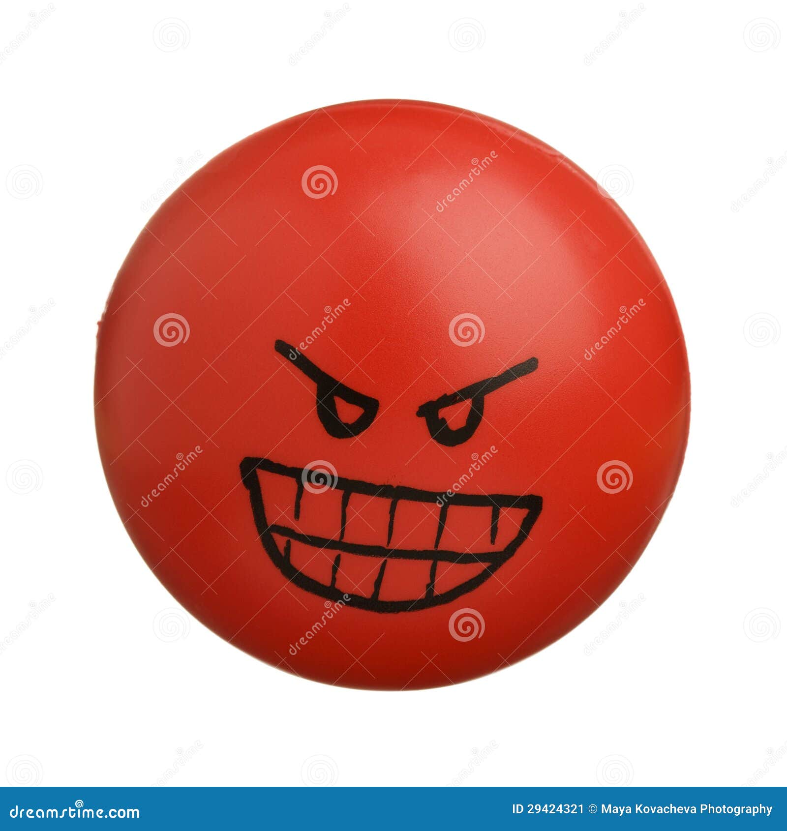 Red Angry Face Ball Isolated On White Background Stock Image - Image ...