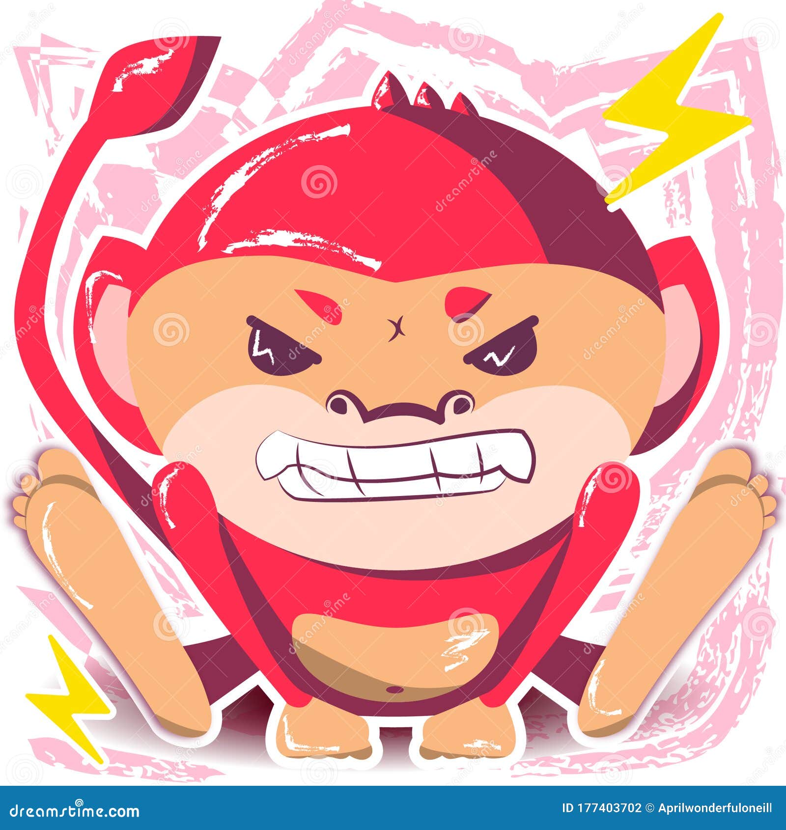 Red Angry Monkey Sitting on the Floor Stock Illustration - Illustration ...