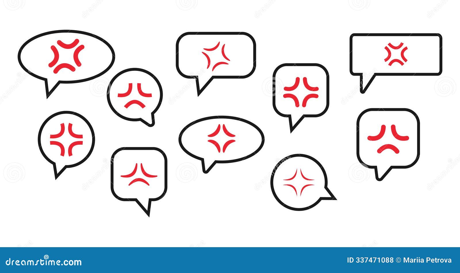 Red Anime Anger Symbol Collection. Angry Anime Icon Set in Speech ...