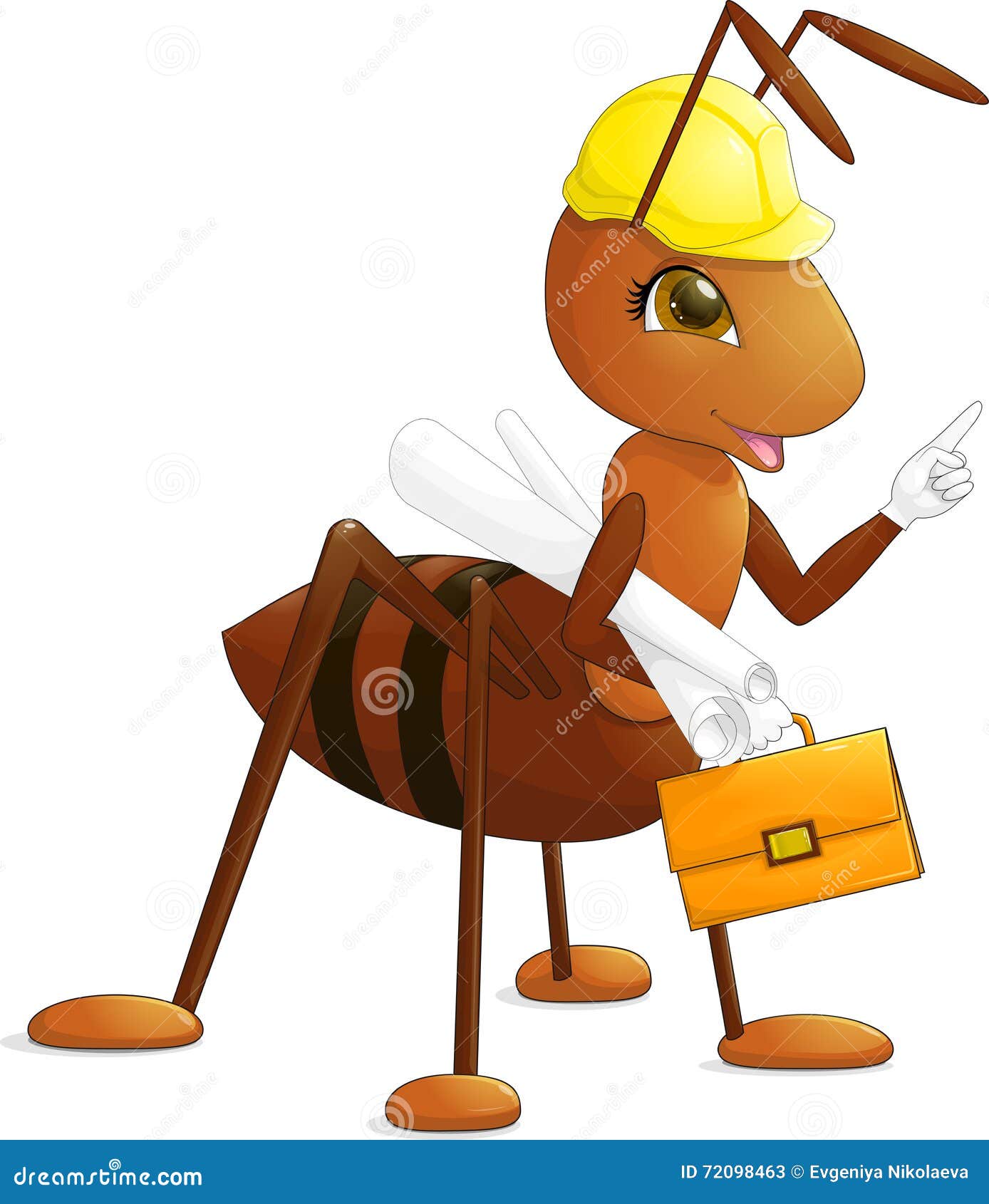 Red Ant Architect Engineer Builder with Antennae in a Yellow ...