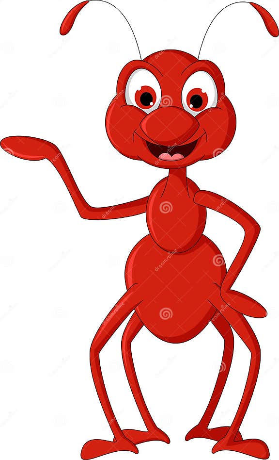 Red ant cartoon presenting stock illustration. Illustration of lovable ...