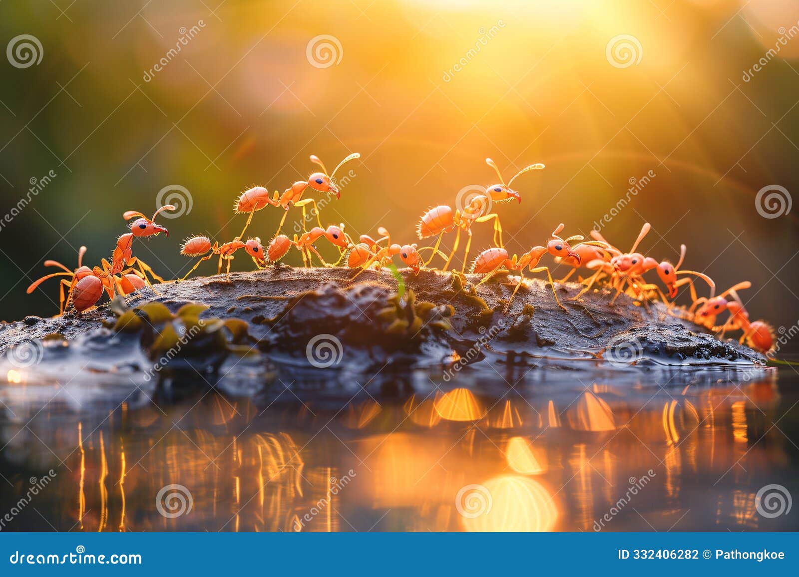Red Ant Teamwork in the Nature. Stock Illustration - Illustration of ...