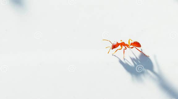 Red Ant Walking on White Surface Casting Shadow Stock Photo - Image of ...