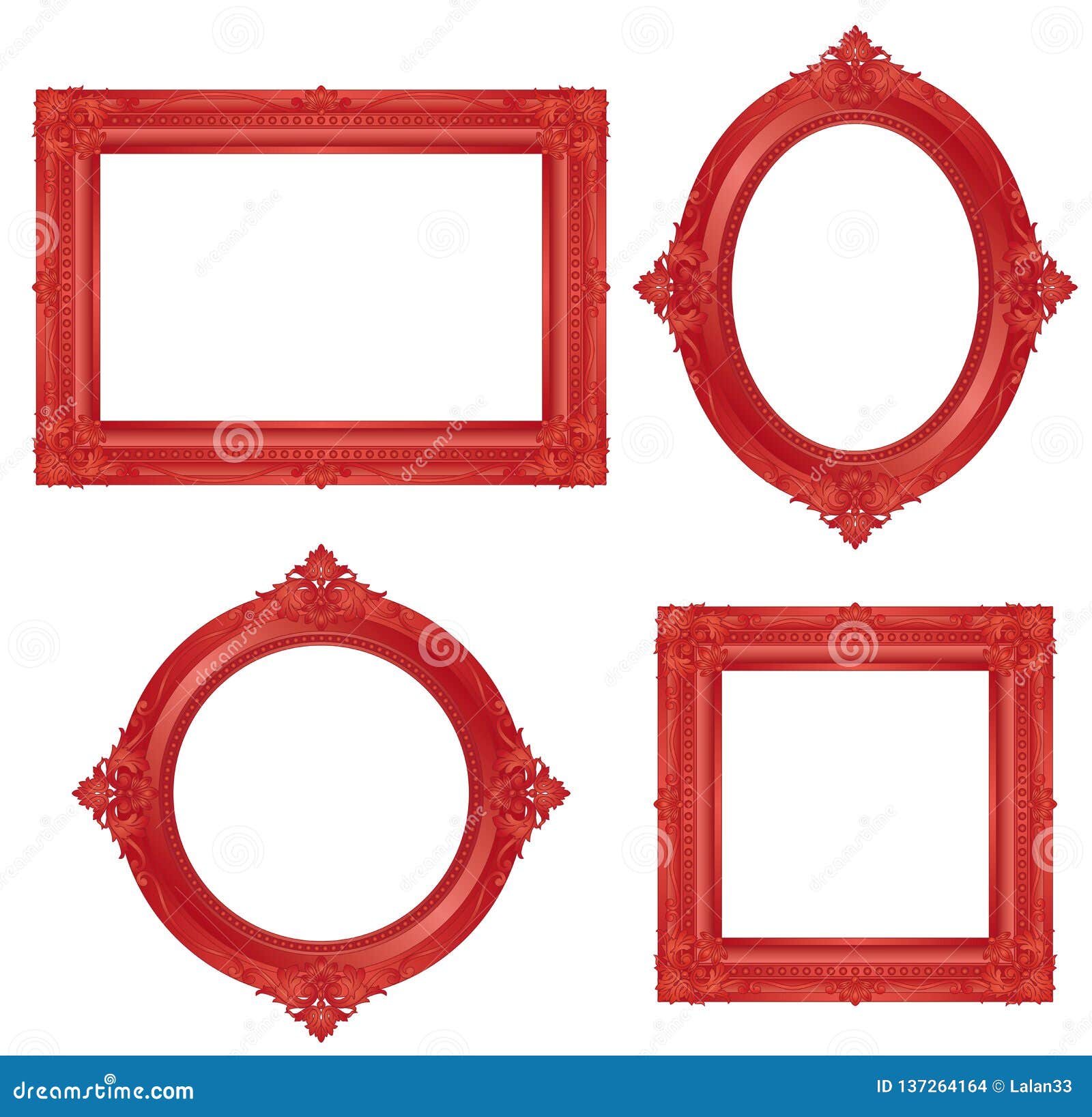 Red Antique Frame. Vector Illustrations. Stock Vector - Illustration of ...