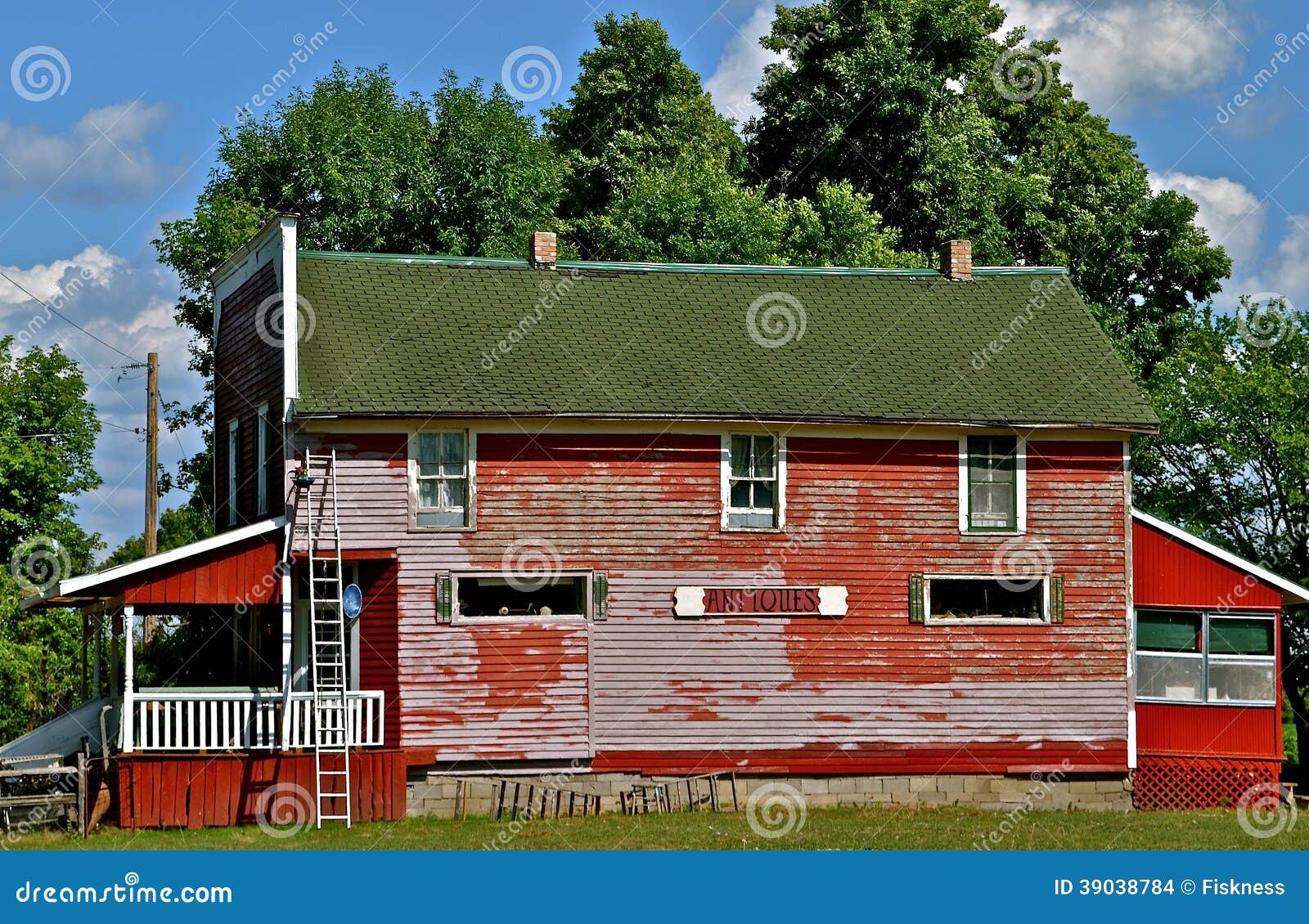 Red Antique Store with Peeling Paint Stock Photo - Image of antique ...
