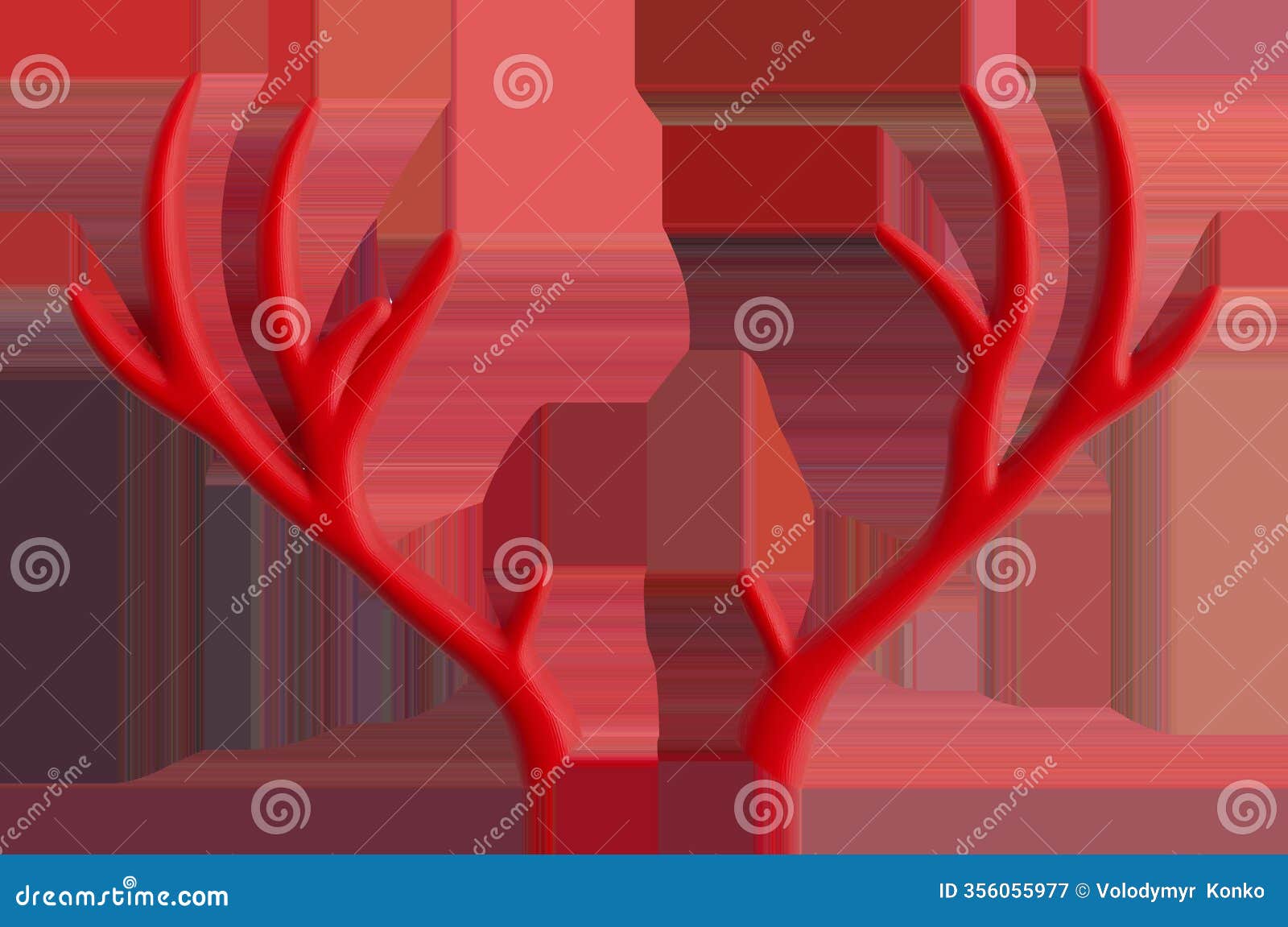 Red Antlers Illustration on Transparent Background, Design Concept ...
