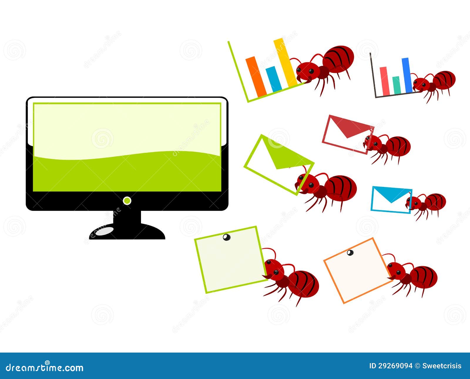 Red Ants and Computer Illustration Stock Vector - Illustration of ...